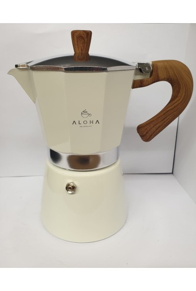 Aloha Grossberg Coffee Aloha Moka Pot 6 Cup Beyaz