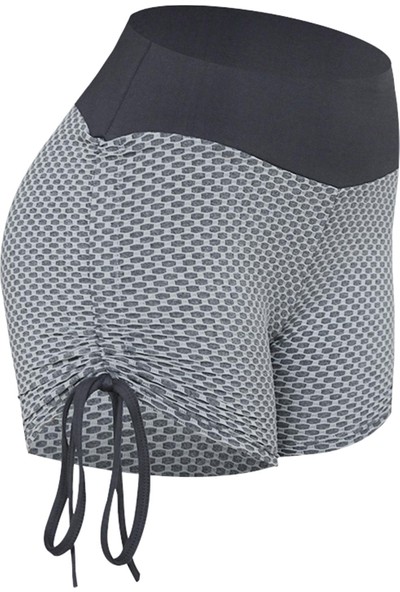 Kadınlar Yüksek Bel Yoga Şort Butt Kaldırma Spor Tayt Spor Sıcak Pantolon M Gri(Yurt Dışından)