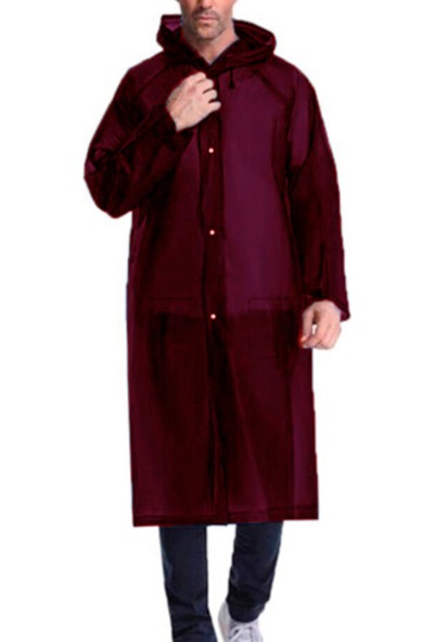 Kadın Erkek Yağmurluk Kapüşonlu Çıtçıtlı Eva Bordo Yağmurluk M21MRC881R07