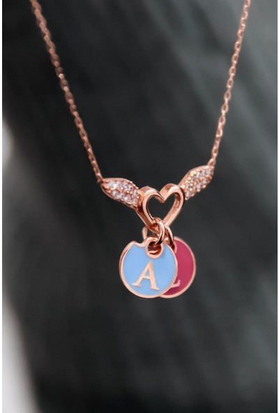Papatya Silver 925 Ayar Gümüş Rose Kaplama Mineli A ve E Harfli Kalp Kanat Kolye Papatya Silver 925 Ayar Gümüş Rose Kaplama Mineli A ve E Harfli Kalp Kanat Kolye