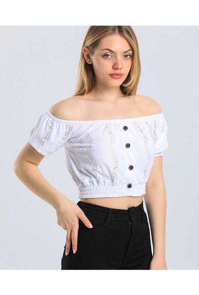 Byntr Yaka Kol Bel Lastik Düğmeli Bluz Byntr Yaka Kol Bel Lastik Düğmeli Bluz