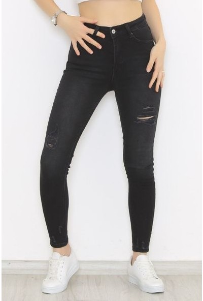 E Moda Diz Paça Lazer Kot Pantolon Füme - 2009.392.