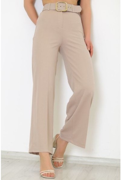 E Moda Kemerli Palazzo Pantolon Vizon - 24194.5176. E Moda Kemerli Palazzo Pantolon Vizon - 24194.5176.