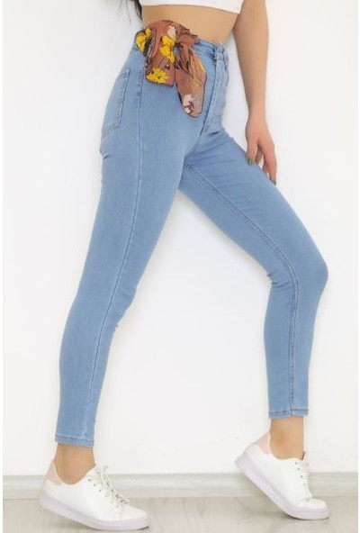 E Moda Dar Paça Kot Pantolon Açıkmavi - 9559.1184.