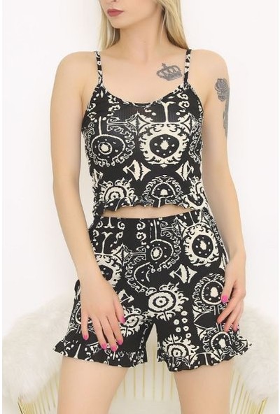 E Moda Şortlu Takım Siyahdesenli - 9556.316. E Moda Şortlu Takım Siyahdesenli - 9556.316.