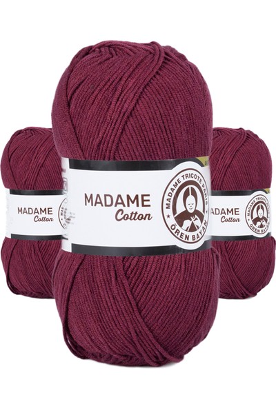 BYR 3 Adet Madame Cotton El Örgü Ipi Yünü 100 gr 010 Bordo