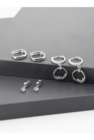 By Zeyna Aksesuar Kadın Altın Kaplama Zirkon Taşlı 6'lı Set Küpe By Zeyna Aksesuar Kadın Altın Kaplama Zirkon Taşlı 6'lı Set Küpe