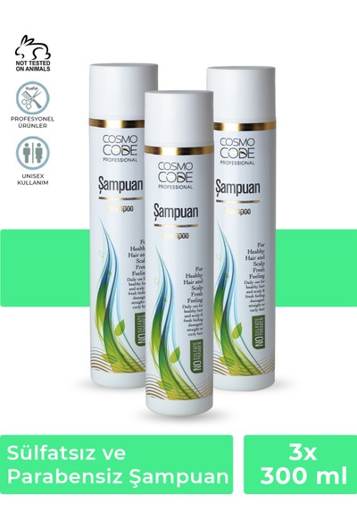 Cosmo Code 3'Lü Sülfatsız Ve Parabensiz Şampuan 300 Ml Cosmo Code 3'Lü Sülfatsız Ve Parabensiz Şampuan 300 Ml