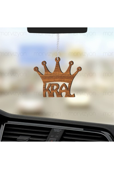 Morvizyon Kral Figürlü Ahşap Araba Dikiz Aynası Süsü - M334