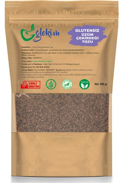 Glokm Üzüm Çekirdeği Tozu-Glutensiz 500 gr