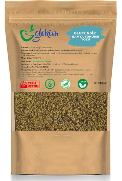 Glokim Bamya Tohumu Tozu 1000 gr - Glutensiz