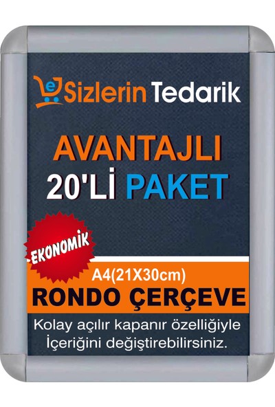 Turkuaz A4 Rondo Çerçeve Ekonomik Kolay Açılır Kapanır 20'li Turkuaz A4 Rondo Çerçeve Ekonomik Kolay Açılır Kapanır 20'li