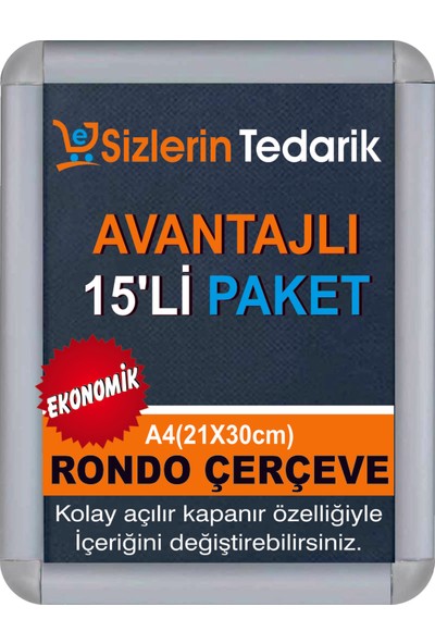 Turkuaz A4 Rondo Çerçeve Ekonomik Kolay Açılır Kapanır 15'li Turkuaz A4 Rondo Çerçeve Ekonomik Kolay Açılır Kapanır 15'li