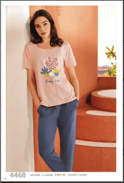 Güryıldız Kadın Kısa Kollu Pamuklu Pembe Pijama Takımı