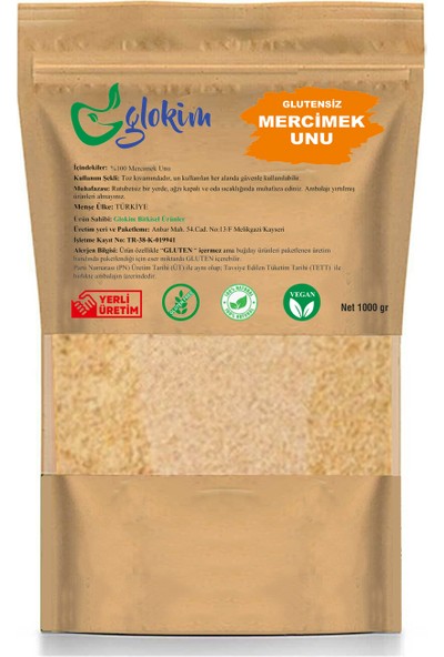 Glokim Mercimek Unu 1000 gr - Glutensiz Glokim Mercimek Unu 1000 gr - Glutensiz
