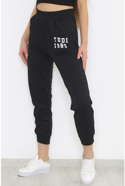 Yasfa Cep Baskılı Eşofman Altı Siyah - 8778.1348. Yasfa Cep Baskılı Eşofman Altı Siyah - 8778.1348.