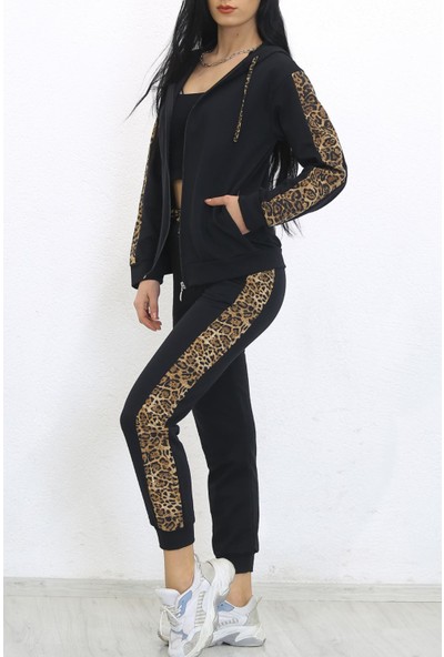 Yasfa Leopar Detaylı Fermuarlı Takım Siyah - 8386.5238. Yasfa Leopar Detaylı Fermuarlı Takım Siyah - 8386.5238.