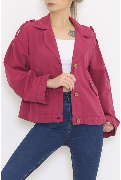 Yasfa Salaş Gabardin Ceket Mor - 8948.1367. Yasfa Salaş Gabardin Ceket Mor - 8948.1367.