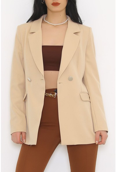 Yasfa Düğmeli Blazer Ceket Taş - 2054.1322. Yasfa Düğmeli Blazer Ceket Taş - 2054.1322.