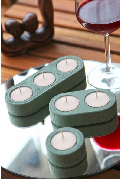 Kitchen Life 3lü Dekoratif Tealight Yuvarlak Yeşil 3'lü Beton Mumluk - 6 Mum Hazneli Dayanıklı Beton Kitchen Life 3lü Dekoratif Tealight Yuvarlak Yeşil 3'lü Beton Mumluk - 6 Mum Hazneli Dayanıklı Beton