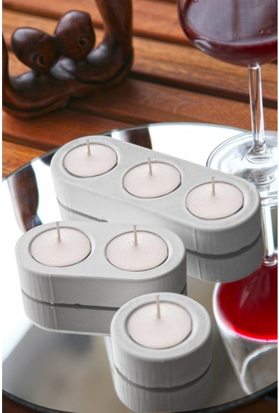 Kitchen Life 3lü Dekoratif Tealight Yuvarlak 3'lü Beton Mumluk -6 Mum Hazneli Dayanıklı Beton Kitchen Life 3lü Dekoratif Tealight Yuvarlak 3'lü Beton Mumluk -6 Mum Hazneli Dayanıklı Beton