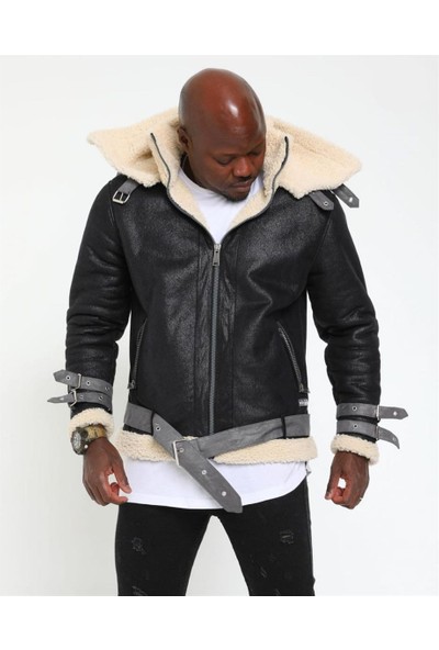 Rocqerx R-1355 Çift Yakalı Içi Kürklü Kemerli Mont