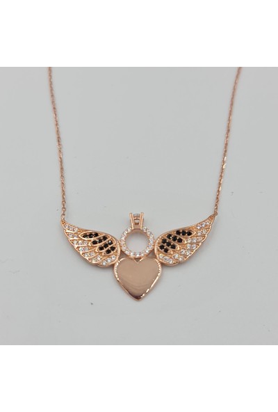SE Jewellery Kanatlanmış Aşk Kolye Birinci Kalite 925 Ayar Altın Kaplama Rose Kadın Kolyesi SE Jewellery Kanatlanmış Aşk Kolye Birinci Kalite 925 Ayar Altın Kaplama Rose Kadın Kolyesi