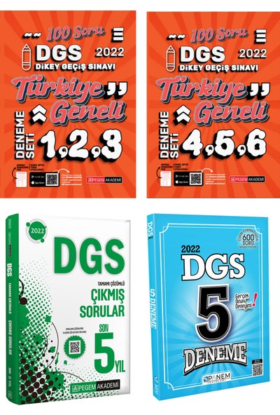 Pegem Yayınları DGS 6' Lı Deneme + DGS Son 5 Yıl Çıkmış Sorular + Panem DGS Genel 5 Deneme