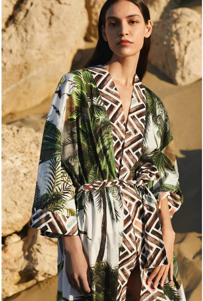 DeFacto Nefes Istanbul x Defacto Regular Fit Floral Organik Pamuklu Plaj KIYAFETI X6382AZ22HS