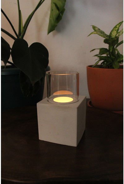 Ayla Kişisel Mini Beton Şömine Kare (200 cc Yakıt + Cam) Ayla Kişisel Mini Beton Şömine Kare (200 cc Yakıt + Cam)