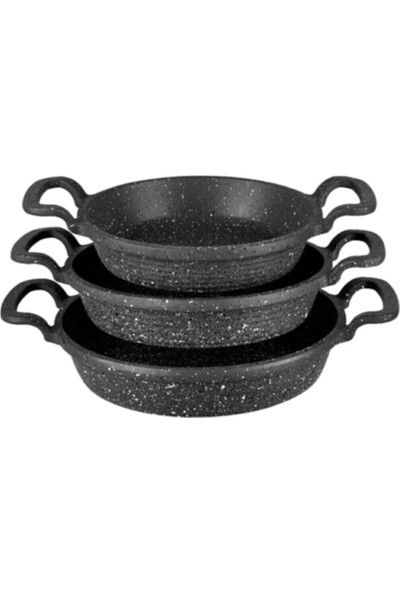 Lal Dekoratif 3'lü Döküm Tava