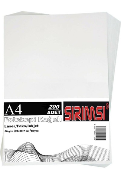 Sırımsı A4 80 Gr. 200'LÜ Paket Fotokopi Kağıdı