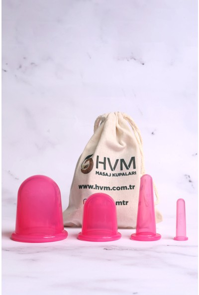 Hvm Silikon Masaj Kupası, Kuru Kupa 4'lü Set Pembe Hvm Silikon Masaj Kupası, Kuru Kupa 4'lü Set Pembe