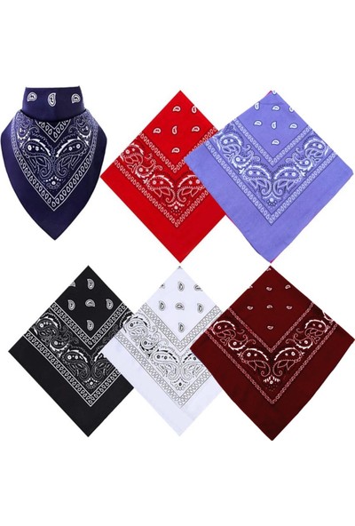 RoseRoi Desenli Bandana Çok Amaçlı Fular Şal Saç Bandı 6 Adet RoseRoi Desenli Bandana Çok Amaçlı Fular Şal Saç Bandı 6 Adet