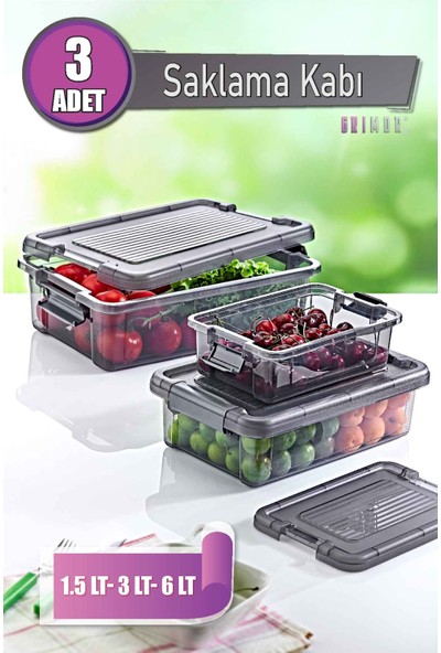 Grimor Life 3 Adet Saklama Kabı Seti (1,5 Lt. x 3 Lt. x 6 Lt) Grimor Life 3 Adet Saklama Kabı Seti (1,5 Lt. x 3 Lt. x 6 Lt)
