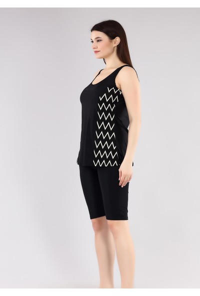 Ruko 2239-5 Bayan Siyah Taytlı Tankini Mayo