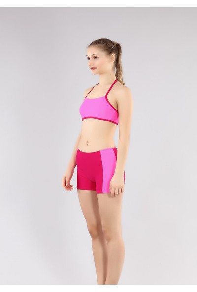 Ruko 2262-1 Kız Çocuk Pembe-Fuşya Şortlu Bikini