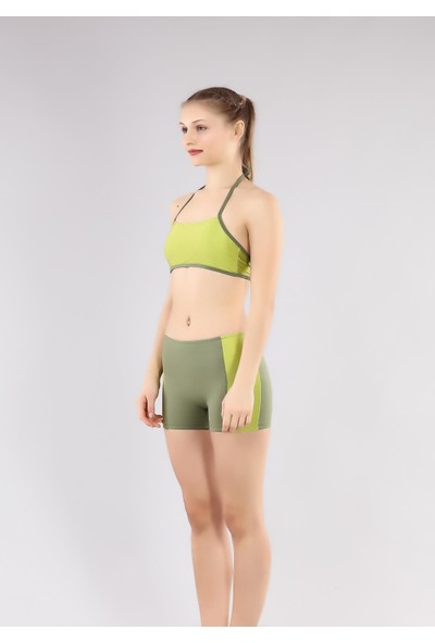 Ruko 2260-1 Kız Çocuk Yeşil Şortlu Bikini