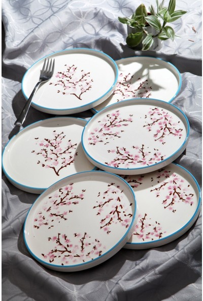 Kitchen Life 6'lı Özel Tasarım Handmade 21 cm Stackable Kır Çiçeği Pasta Tabak Seti Kitchen Life 6'lı Özel Tasarım Handmade 21 cm Stackable Kır Çiçeği Pasta Tabak Seti