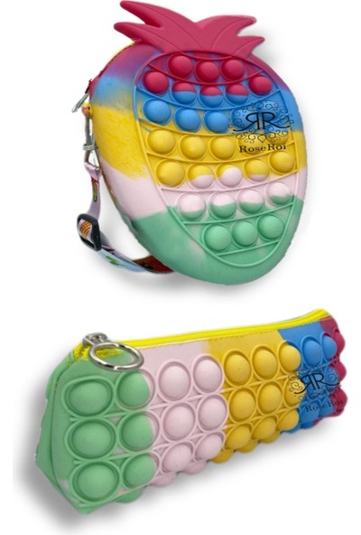 Pop It Push Bubble Ip Askılı Çilek Çanta ve Kalemlik Kalem Kutu Ikili Popit Set Pop It Push Bubble Ip Askılı Çilek Çanta ve Kalemlik Kalem Kutu Ikili Popit Set