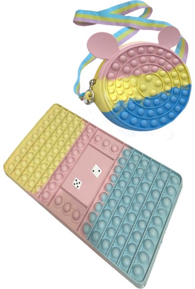 Pop It Push Bubble Tavla ve Ip Askılı Kulaklı Çanta Ikili Popit Set Pop It Push Bubble Tavla ve Ip Askılı Kulaklı Çanta Ikili Popit Set