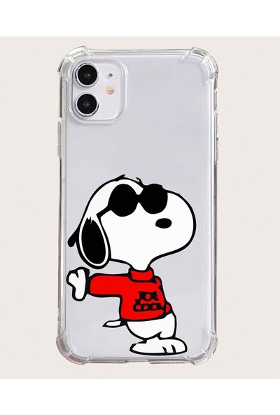 HappyCase Apple iPhone 11 Kılıf Snoopy Desenli Köşeli Airbag Nitro Şeffaf Silikon Kılıf Kapak HappyCase Apple iPhone 11 Kılıf Snoopy Desenli Köşeli Airbag Nitro Şeffaf Silikon Kılıf Kapak