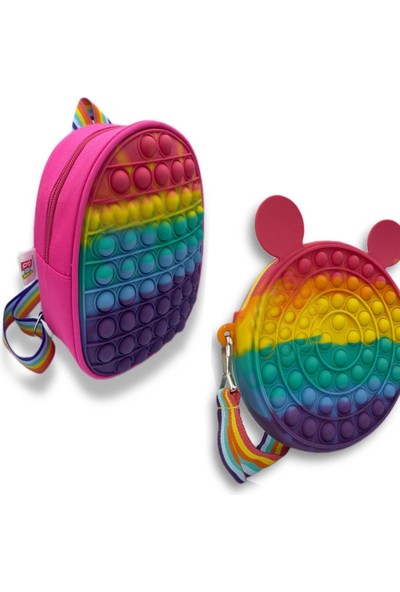 Popit Ayarlanabilir Askı Sırt Çantası ve Kulaklı Ip Askılı Çanta Ikili Set