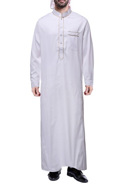 Janae Düz Renk Uzun Erkek Hac Kıyafeti - Beyaz (Yurt Dışından) (Yurt Dışından)