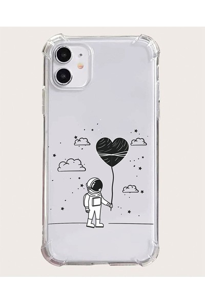 Bilişim Aksesuar Apple iPhone 11 Kılıf Astronot Kalp Desenli Köşeli Airbag Nitro Şeffaf Silikon Kılıf Kapak Bilişim Aksesuar Apple iPhone 11 Kılıf Astronot Kalp Desenli Köşeli Airbag Nitro Şeffaf Silikon Kılıf Kapak