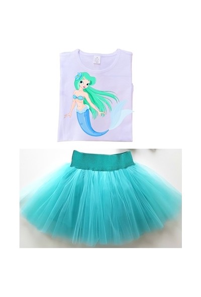 Bba New Trend,deniz Kızı Tütü Etek,hayal Tül,mint Tütü Etek,2 Li Deniz Kızı Kostüm