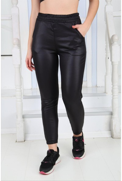 Tigers Kadın Deri Görünümlü Bel ve Paça Lastikli Eşortman Alti