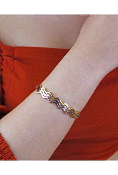 Hayber Accessories Kadın Sarmal Çelik Kelepçe Bileklik