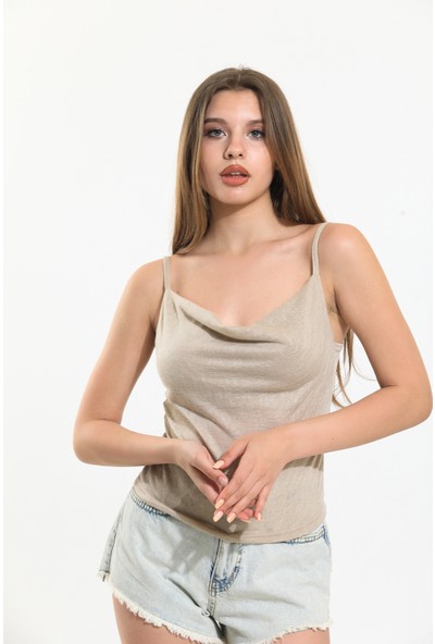 Kadın Ip Askılı Degaje Yaka Bluz