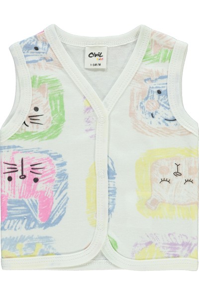 Civil Baby Kız Bebek Yelek 1-9 Ay Ekru